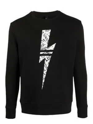 Neil Barrett Lightning Print Pullover - Black