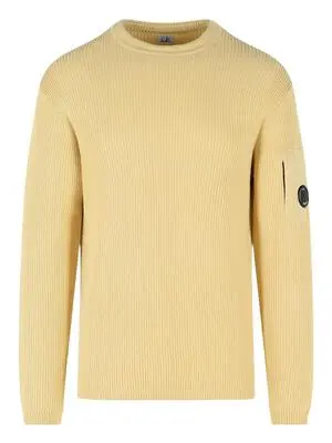 C.P. COMPANY Crewneck Jumper With Logo Plaque - Nude