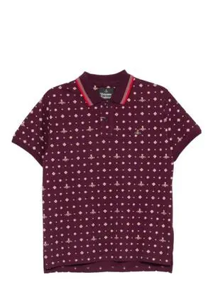 VIVIENNE WESTWOOD Logo Embroidered Patterned Trim Polo Shirt - Purple