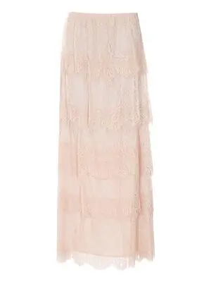 ANIYE BY Silva Tiered Lace Skirt - Nude