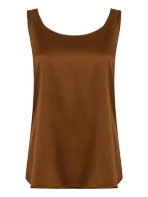 Max Mara Sleeveless Scoop Neck Top - Camel
