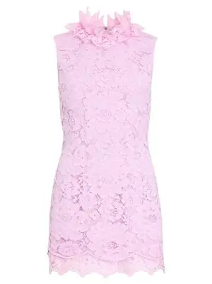 PATOU Floral Lace Ruffled Mini Dress - Pink