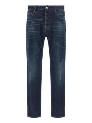 Dsquared2 Logo Patch Straight Leg Jeans - Blue