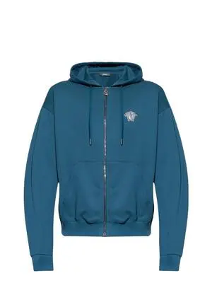 Versace Zip-up Drawstring Hoodie - Blue