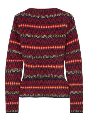 Bally Wool Jacquard Knit Fair Isle Sweater - Red