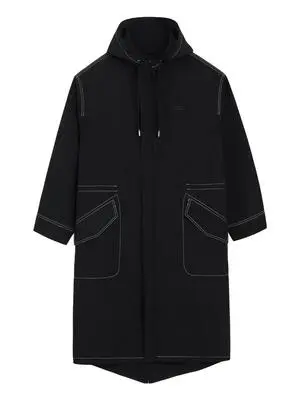 Ami Crinkled Long Parka - Black
