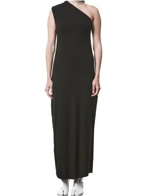 THOM KROM One Shoulder Sleeveless Maxi Dress With Side Slits - Black
