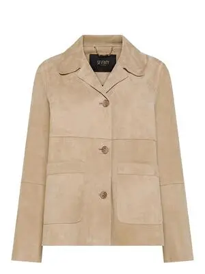 Seventy Suede Lapel Collar Jacket - Nude