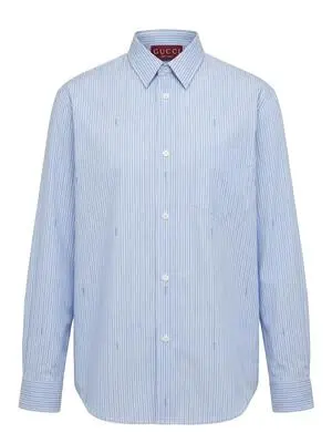 Gucci Gucci Striped Poplin Shirt Light Blue
