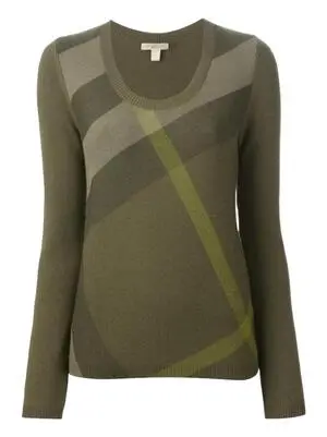 Burberry Round Neck Long Sleeve Sweater - Green
