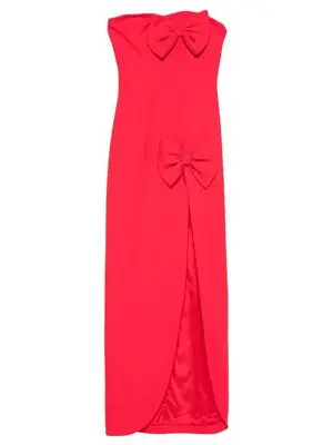 Alessandra Rich Strapless Gown With Bow Detail And Slit - Red