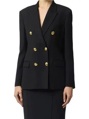 Elisabetta Franchi Double-breasted Blazer With Gold-tone Metal Buttons - Black