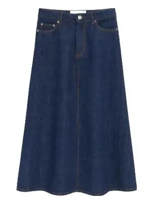 AMI Paris Denim High-waist Midi Skirt - Indigo