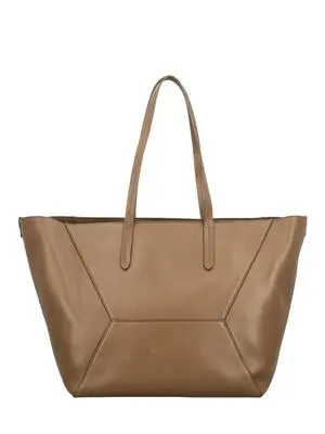 Brunello Cucinelli Logo Print Tote Bag - Brown