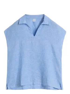 Aspesi Sleeveless Top With V-neck And Stitching Details - Blue
