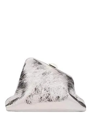 Attico Metallic Craquelé "day Off Small" Clutch - Silver