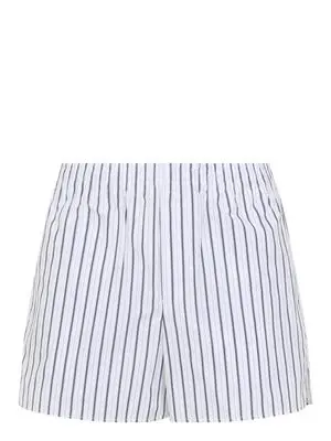 Ami High Waist Striped Shorts - White