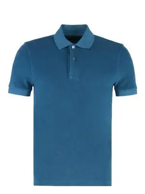 TOM FORD Short Sleeved Towelling Polo Shirt - Blue
