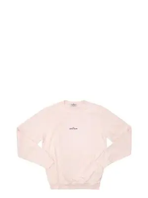 Stone Island Crewneck Sweatshirt With Printed Logo And Compass Pattern - Pink