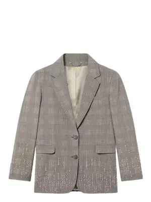 GOLDEN GOOSE Checked Embellished Blazer - Grey