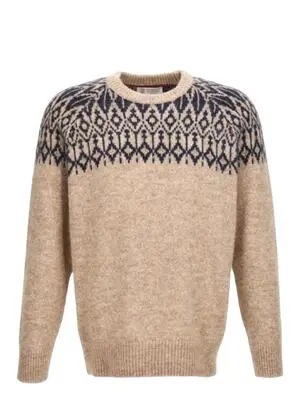 Brunello Cucinelli Patterned Knitted Crewneck Jumper - Nude