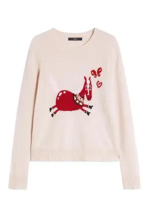 Max Mara Long Sleeve Sweater With Horse Graphic - Sand-colored