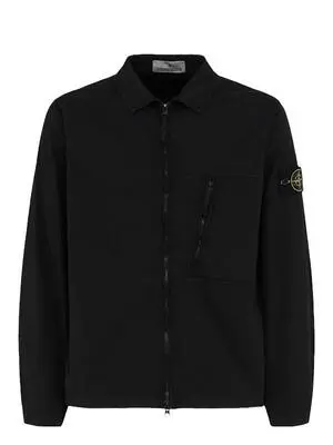 Stone Island Stretch Cotton Twill Shirt - Black