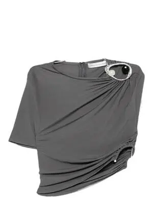 Christopher Esber Asymmetrical Draped Top With Pleated Details - Black
