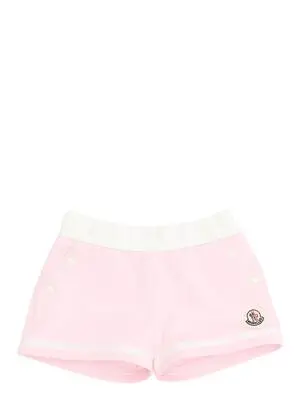 Moncler Enfante Elastic Waistband Logo Patch Shorts - Pink