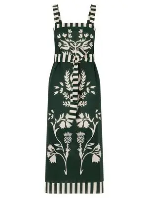 ERES Floral-print Striped Midi Dress - Black