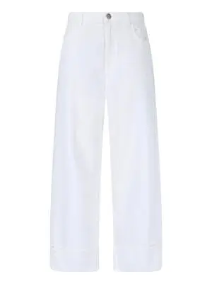 RÓHE Wide-leg Cuffed Jeans - White