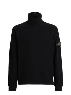 Stone Island Ribbed Wool Nylon Sweatshirt - Black