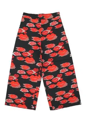Elisabetta Franchi Printed Wide Leg Trousers - Black