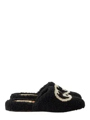 Gucci Interlocking G Merino Slippers - Black