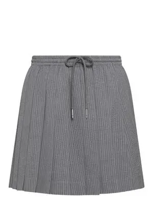 Thom Browne Thom Browne Drawstring Pleated Mini Skirt Light Gray