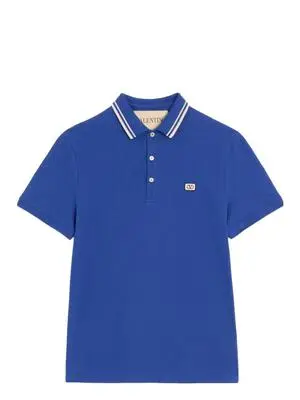 Valentino Garavani Logo Embroidered Short-sleeved Polo Shirt - Blue