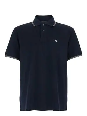Emporio Armani Button Detailed Short-sleeved Polo Shirt - Blue