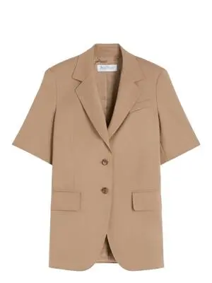 Max Mara Max Mara Ottuso Short-Sleeve Notched-Lapel Blazer Hazelnut Brown