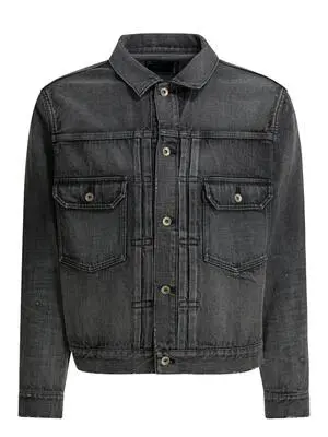 Sacai Checked Cuff Denim Jacket - Black