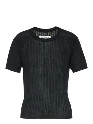 MAISON MARGIELA Ribbed Crew Neck Short Sleeve Top - Black