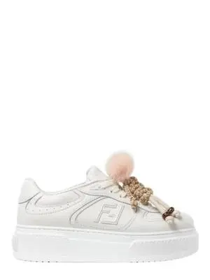 Fendi Match Platform Lace-up Sneakers With Embellished Charms - White