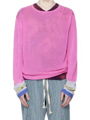 EDWARD CUMING Crew Neck Knit Sweater - Pink