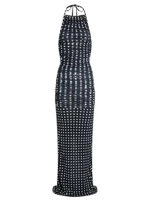 PATOU Halterneck Polka Dot Maxi Dress - Black