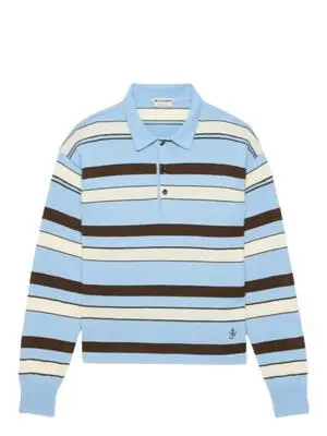 J.W.ANDERSON Jw Anderson Knitted Striped Rugby Polo Top - Fog Blue