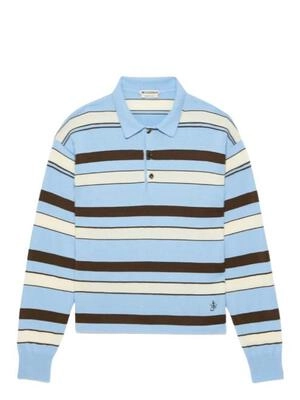 J.W.ANDERSON Jw Anderson Knitted Striped Rugby Polo Top - Fog Blue