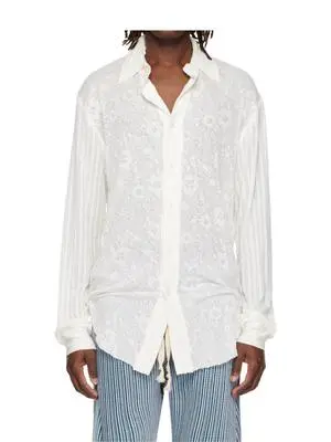 EDWARD CUMING Kitchen Curtain Jacquard Shirt - White