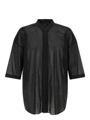 Rick Owens Jumbo Faun High-neck Short-sleeve Shirt - Black