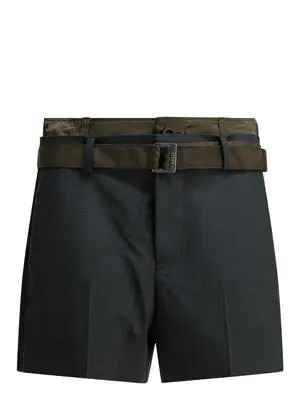 Sacai Buckled Belted Shorts - Grey