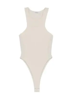 Patrizia Pepe Sleeveless Mesh Panel Bodysuit - Warm Ivory