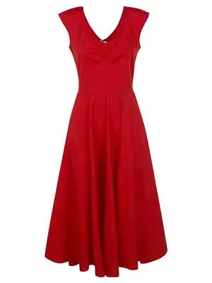 Aspesi Open Back Dress With V-neck And Tie-up Detail - Red